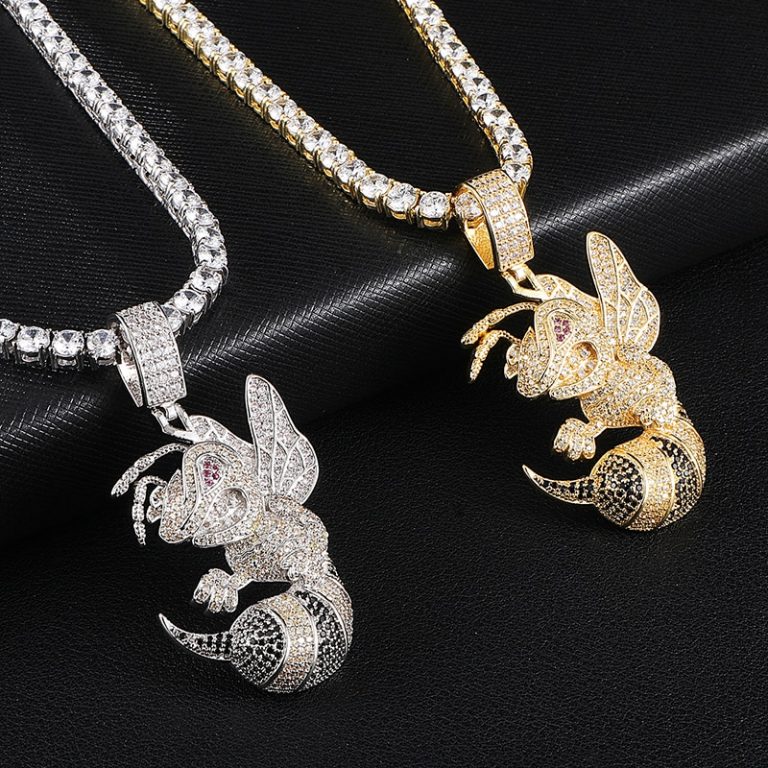 Hip Hop Iced Out Bee Pendant Necklace - BeeKeepShop