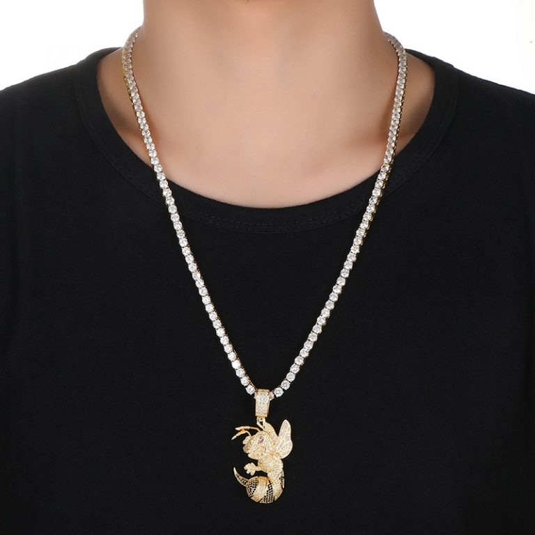 Hip Hop Iced Out Bee Pendant Necklace - BeeKeepShop