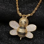 Crystal Hip Hop Bee Pendant Necklace - BeeKeepShop